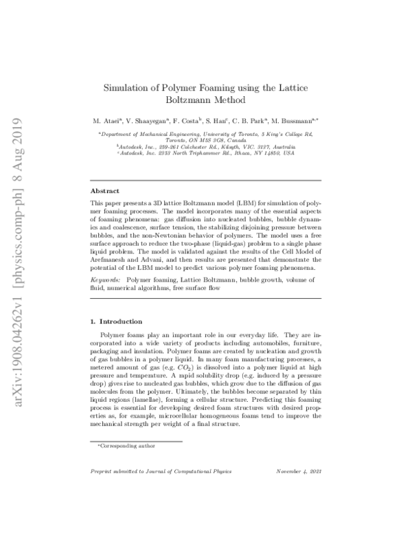 (PDF) Simulation of Polymer Foaming using the Lattice Boltzmann Method
