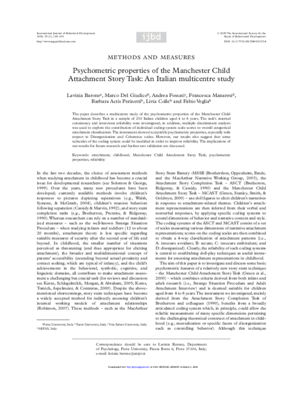 (PDF) METHODS AND MEASURES Psychometric properties of the Manchester ...