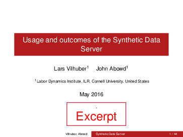 (PDF) Excerpt: Usage and outcomes of the Synthetic Data Server
