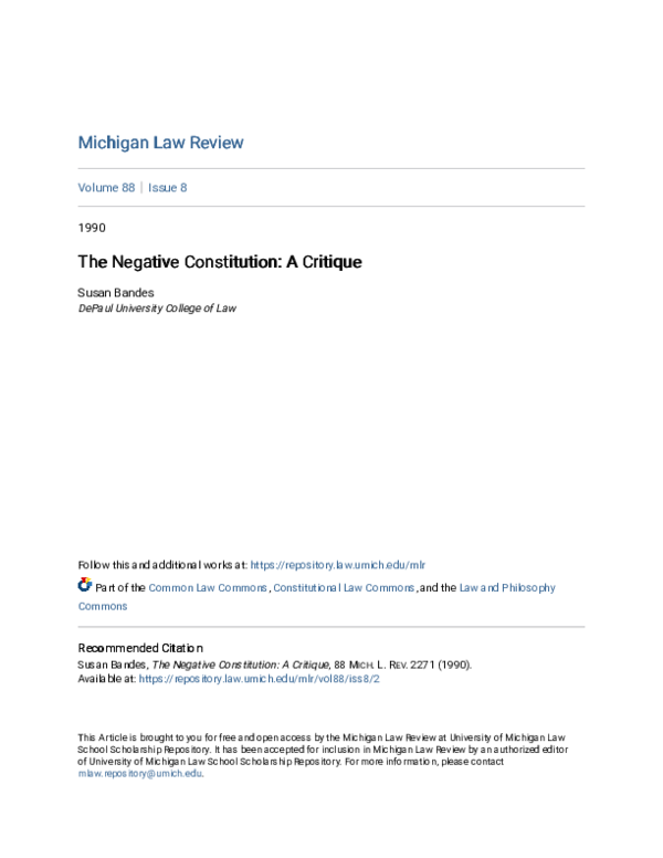 (PDF) The Negative Constitution: A Critique