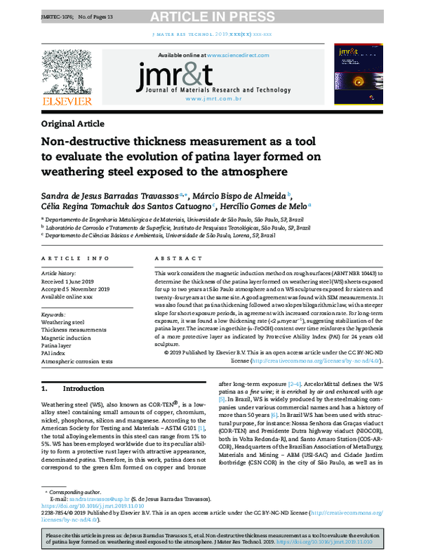 (PDF) Non-destructive thickness measurement as a tool to evaluate the ...