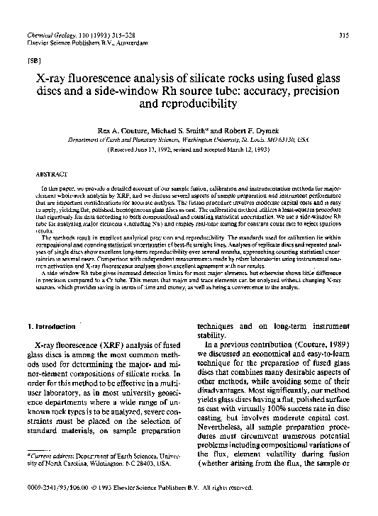 (PDF) X-ray fluorescence analysis of silicate rocks using fused glass discs and a side-window Rh ...