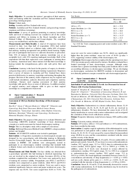 (PDF) Assessment of Ob/Gyn Resident Knowledge of Electrosurgery Concepts