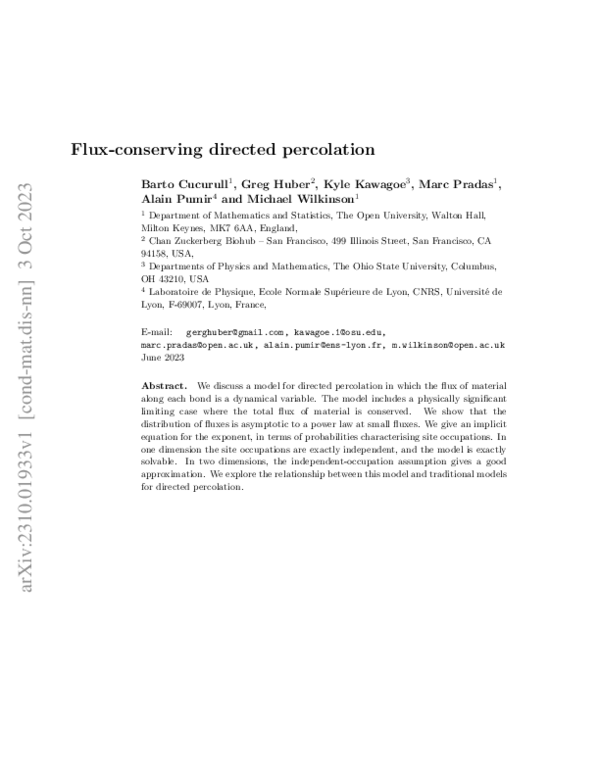 (PDF) Flux-conserving directed percolation