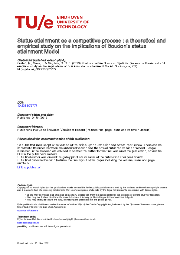 (PDF) Status attainment as a competitive process : a theoretical and ...