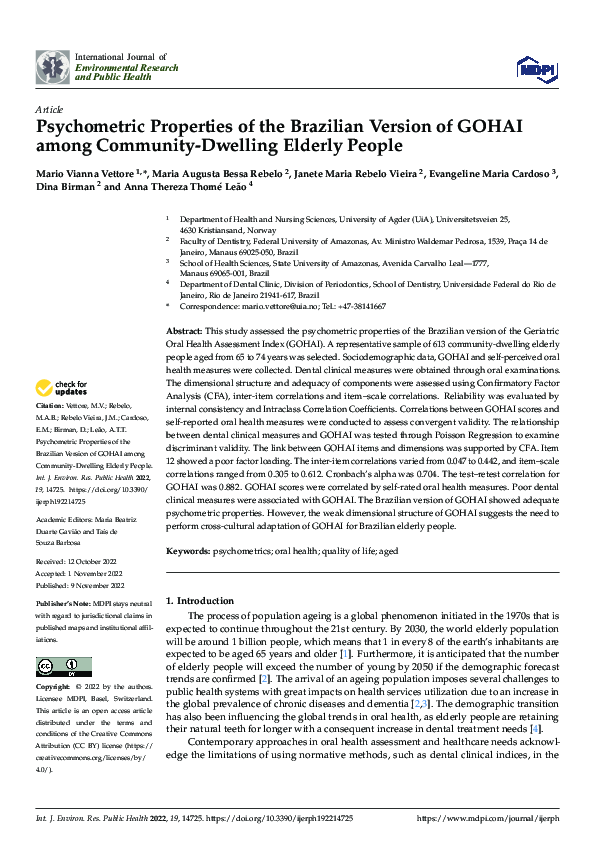 (PDF) Psychometric Properties of the Brazilian Version of GOHAI among Community-Dwelling Elderly ...