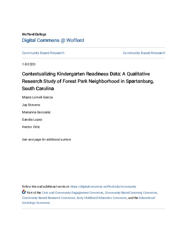 (PDF) Contextualizing Kindergarten Readiness Data: A Qualitative ...