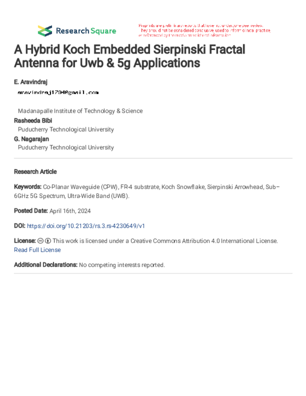 (PDF) A Hybrid Koch Embedded Sierpinski Fractal Antenna for Uwb & 5g Applications