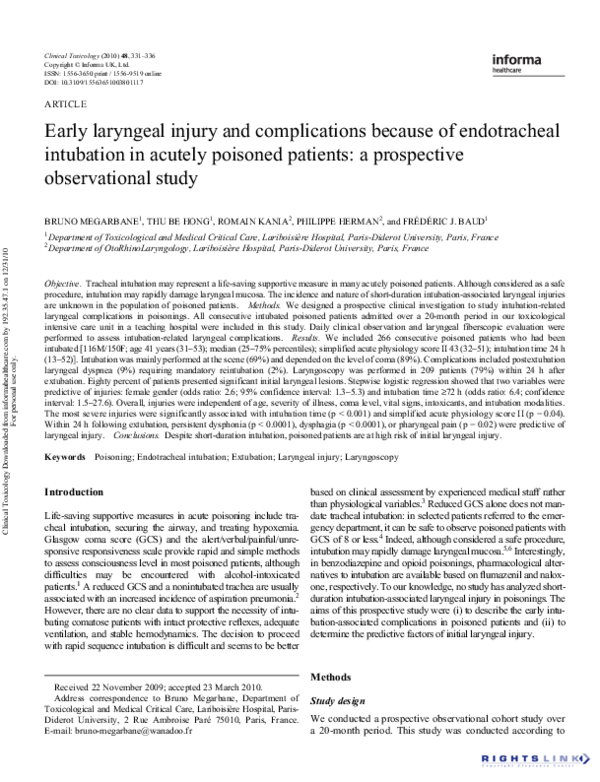 (PDF) Early laryngeal injury and complications because of endotracheal ...