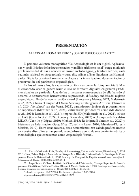 (PDF) Presentación "La Arqueología en la era digital. Aplicaciones y posibilidades de la ...