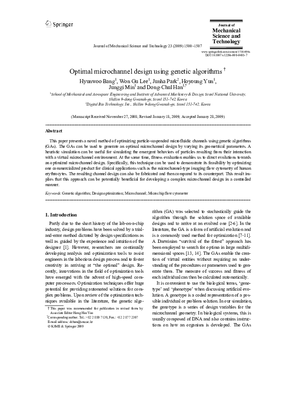 (PDF) Optimal microchannel design using genetic algorithms