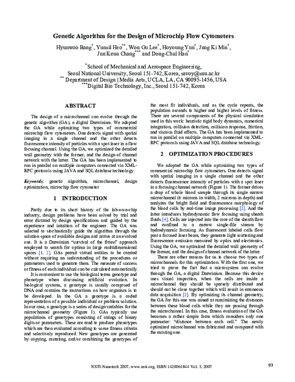 (PDF) Genetic Algorithm for the Design of Microchip Flow Cytometers