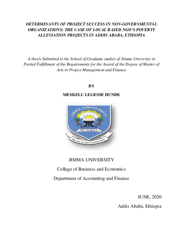 (PDF) DETERMINANTS OF PROJECT SUCCESS IN NON-GOVERNMENTAL ORGANIZATIONS ...