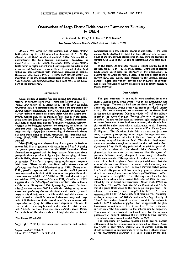 (PDF) Observations of large electric fields near the plasmasheet ...