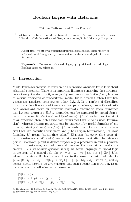 (PDF) Boolean logics with relations
