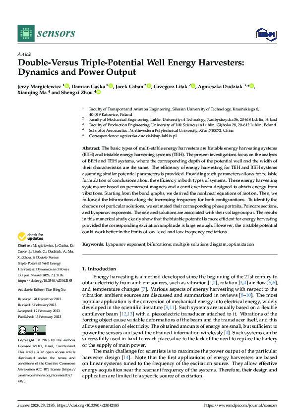 (PDF) Double-Versus Triple-Potential Well Energy Harvesters: Dynamics ...