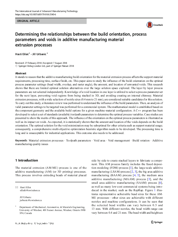 (PDF) Determining the relationships between the build orientation, process parameters and voids ...