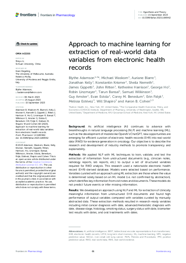 (PDF) Approach to machine learning for extraction of real-world data ...