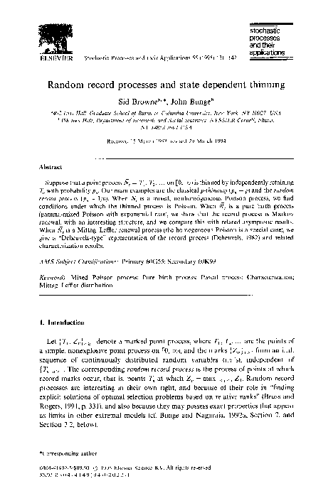 (PDF) Records, Mixed Poisson Processes and Optimal Selection: An Intensity Approach