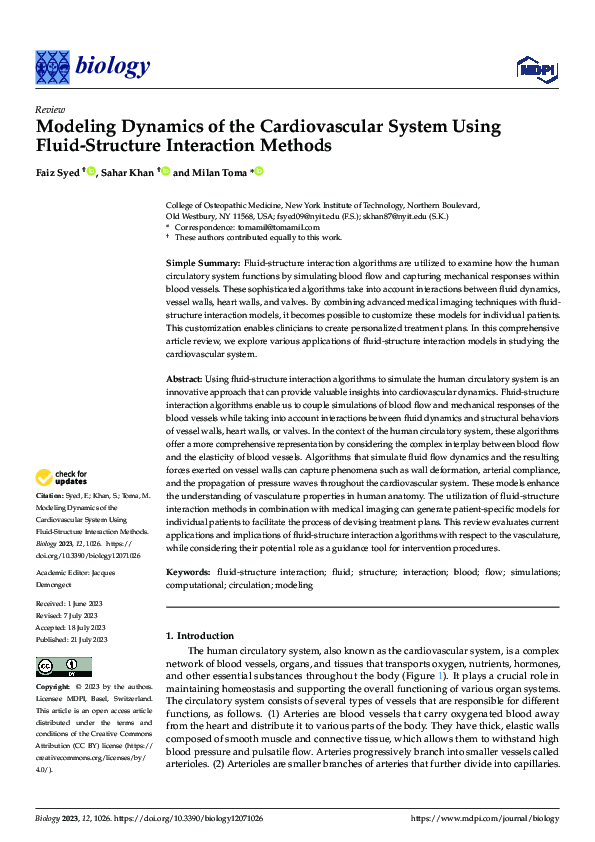 (PDF) Modeling Dynamics of the Cardiovascular System Using Fluid-Structure Interaction Methods