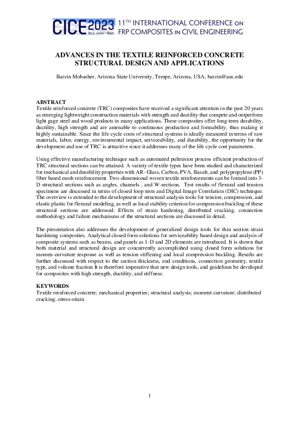 (PDF) Advances in the Textile Reinforced Concrete Structural Design and ...