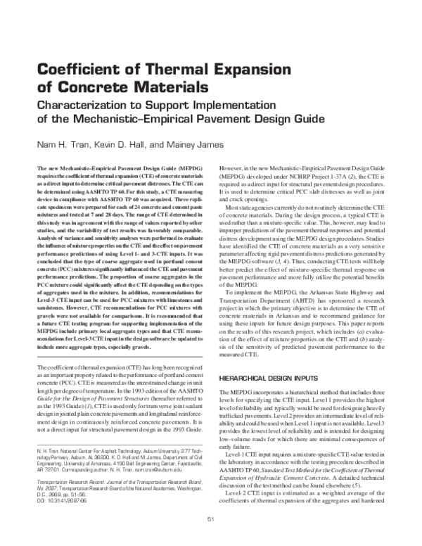 (PDF) Coefficient of Thermal Expansion of Concrete Materials