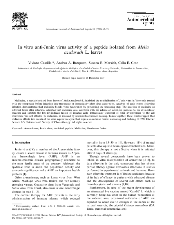 (PDF) In vitro anti-junin virus activity of a peptide isolated from ...