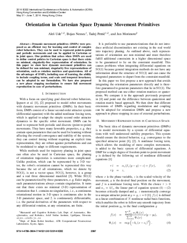(PDF) Orientation in Cartesian space dynamic movement primitives