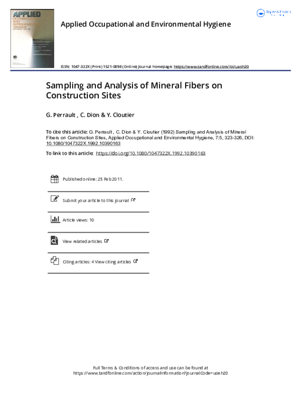 (PDF) Sampling and Analysis of Mineral Fibers on Construction Sites