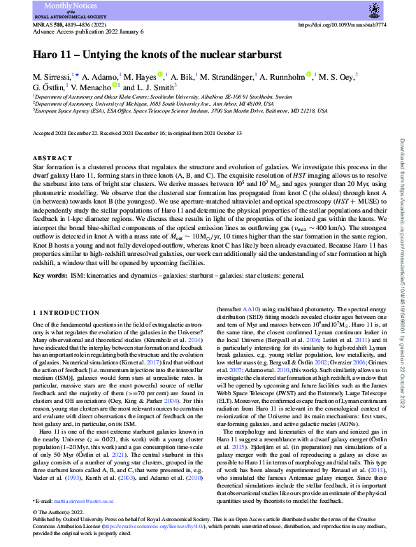 (PDF) Haro 11 – Untying the knots of the nuclear starburst
