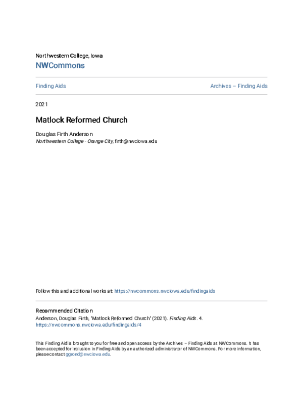 (PDF) Matlock Reformed Church