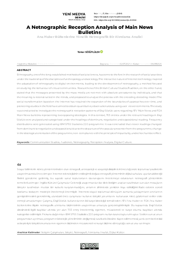(PDF) A Netnographic Reception Analysis of Main News Bulletins