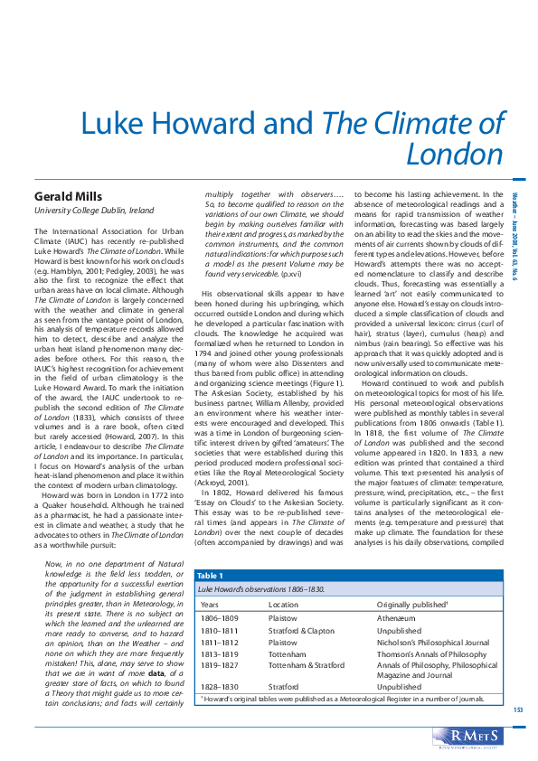 (PDF) Luke Howard andThe Climate of London