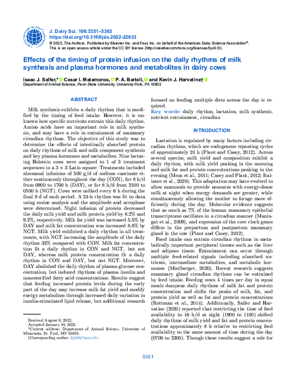 (PDF) Effects of the timing of protein infusion on the daily rhythms of ...