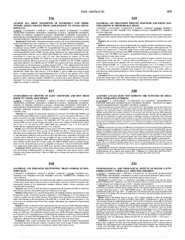 (PDF) 317 Comparison of Growth of ELBW Survivors and NBW From Birth to ...