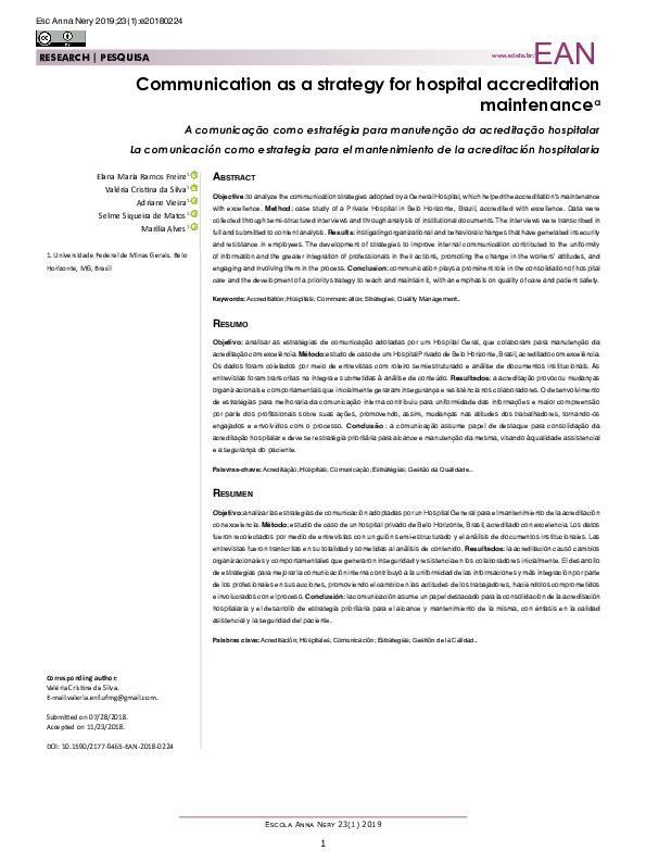 (PDF) Communication as a strategy for hospital accreditation maintenance