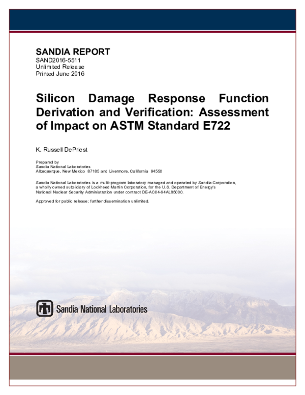 (PDF) Silicon Damage Response Function Derivation and Verification ...