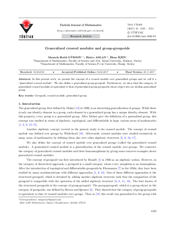 (PDF) Generalized crossed modules and group-groupoids | Hatice Yilmaz Aslan - Academia.edu