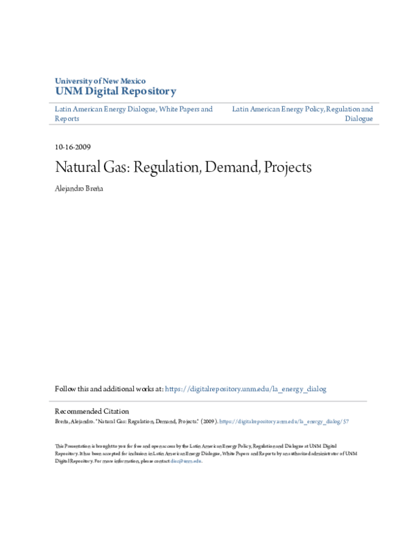(PDF) Natural Gas: Regulation, Demand, Projects