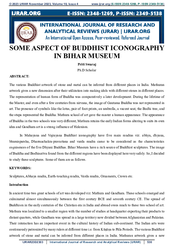 (PDF) Some aspects of Buddhist Iconography in Bihar Museum