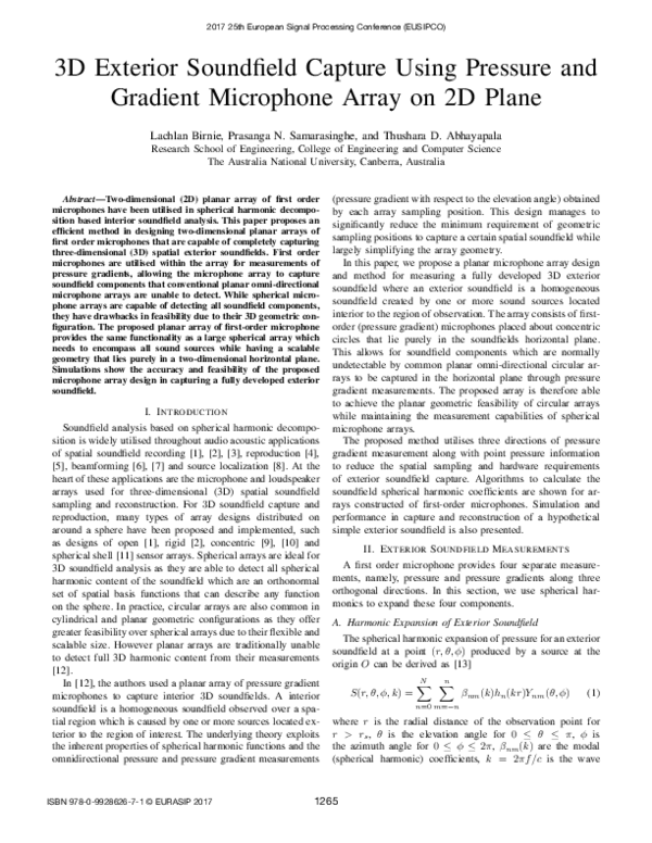 (PDF) 3D Exterior Soundfield Capture Using Pressure and Gradient ...