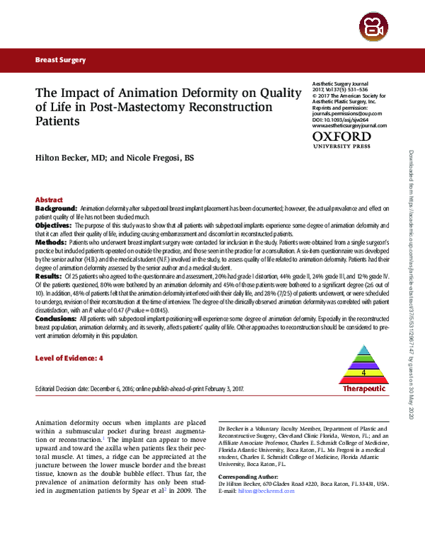 (PDF) The Impact of Animation Deformity on Quality of Life in Post ...