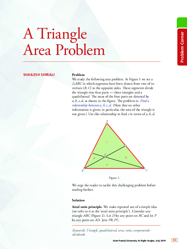(PDF) A triangle area problem