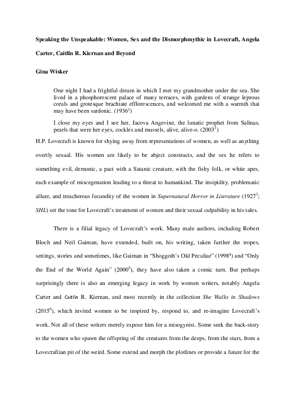 (PDF) Speaking the Unspeakable: Women, Sex, and the Dismorphmythic in ...