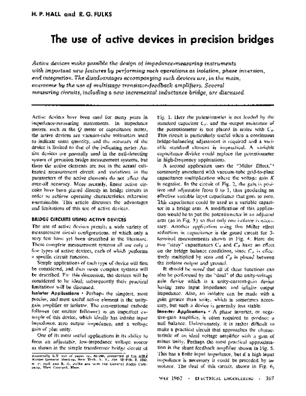 (PDF) The use of active devices in precision bridges