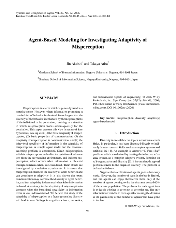 (PDF) Agent-based modeling for investigating adaptivity of misperception