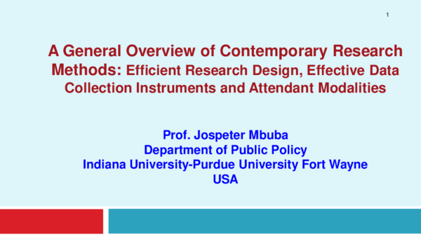 (PDF) A General Overview of Contemporary Research Methods: Efficient Research Design, Effective ...