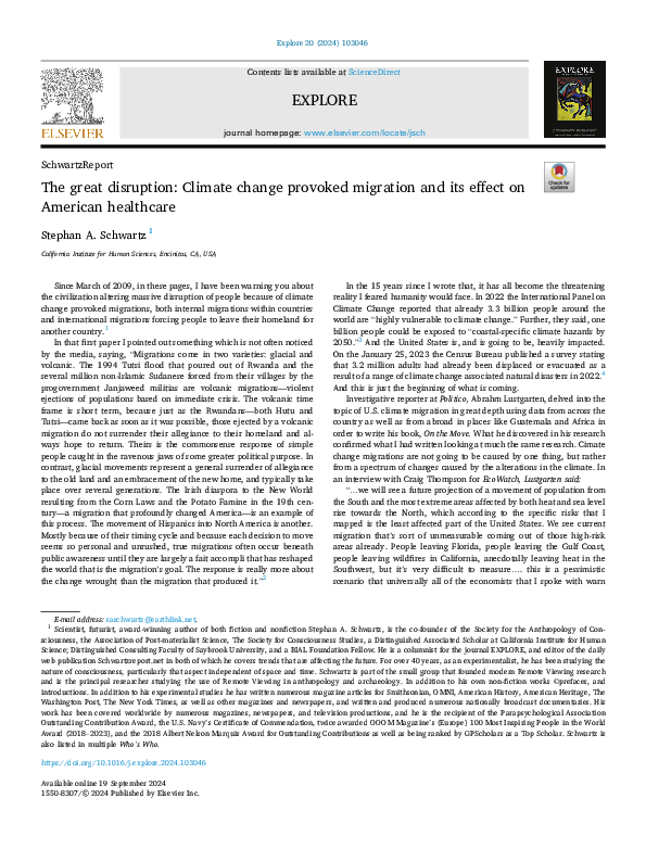 (PDF) The Great Disruption: Climate Change Provoked Migration and its ...