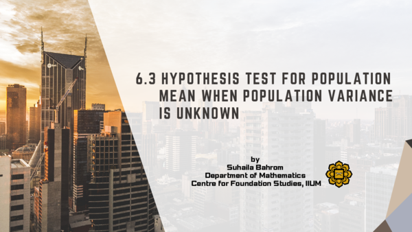 (PDF) 6.3 Hypothesis Test for a Population Mean when Population ...