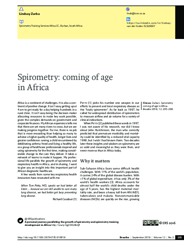(PDF) Spirometry Growth and Training in Africa